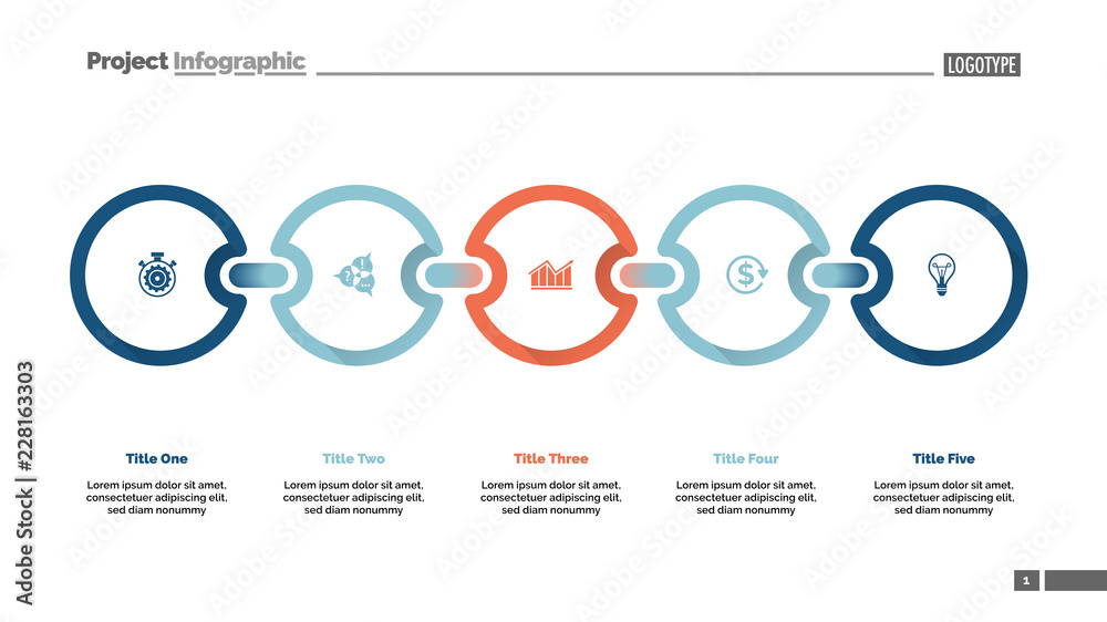Five steps process chart. Diagram, infographic, slide template ...