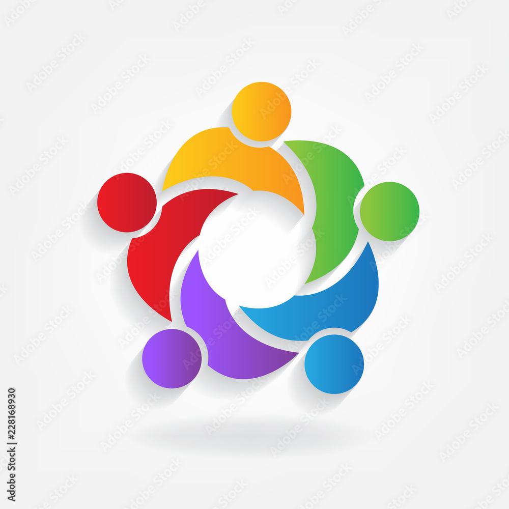 Logo of teamwork with businessmen forming a circle Stock Vector | Adobe ...