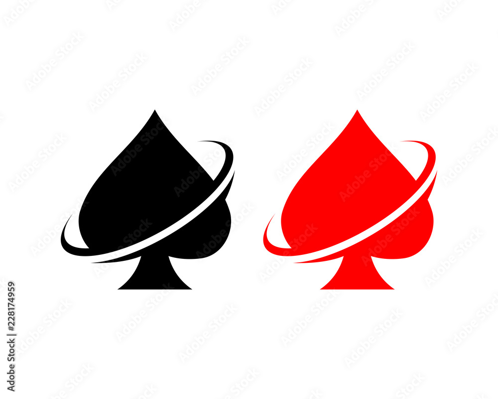Black and Red Vector Playing Spade Cards with Ring Sign Symbol Icon ...