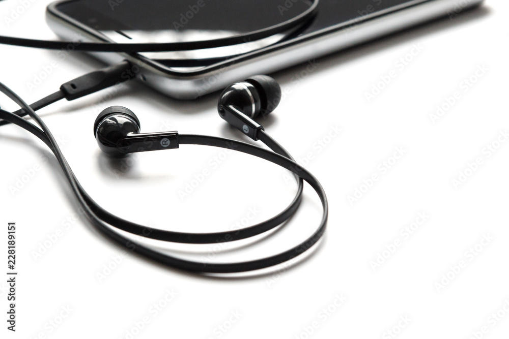 Ear plugs. Headphones for listening to music and sound on portable ...