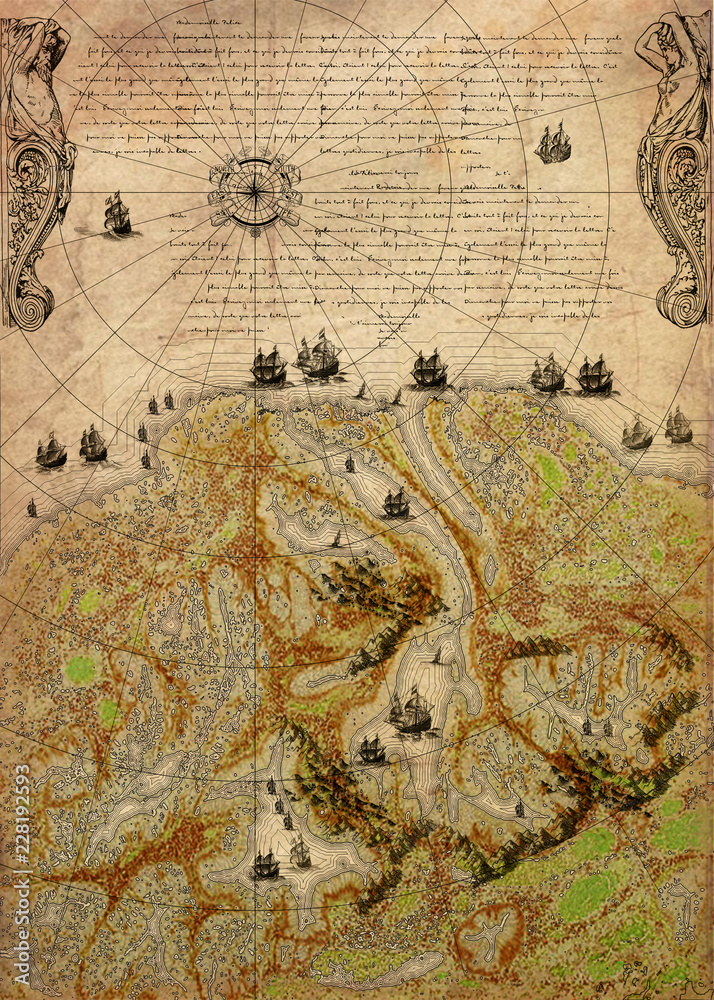 Old vintage fantasy map wall mural wallpaper | Muraledesign.com