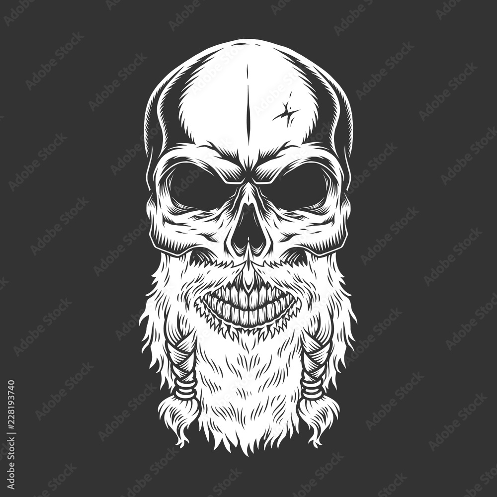 Vintage stern scandinavian skull Stock Vector | Adobe Stock