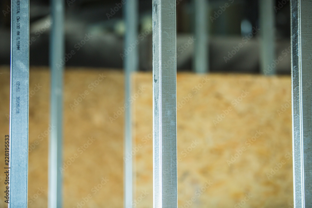 metal frame for plasterboard partitions and walls, installation of ...