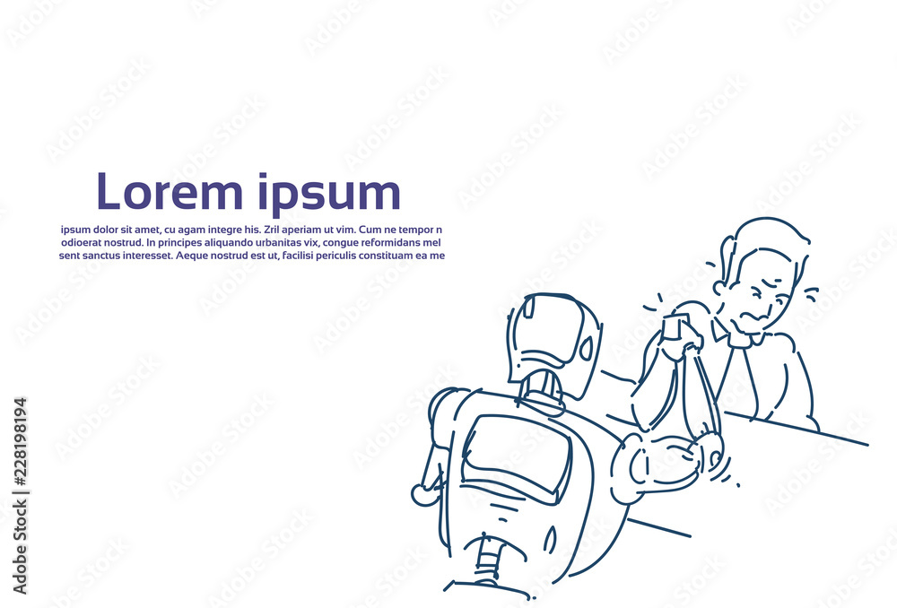 human and robot hand in action of arm wrestling fight artificial ...