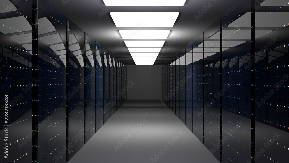 Server room data center. 3d render Stock Illustration | Adobe Stock