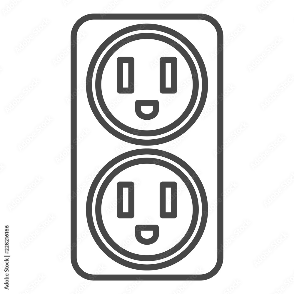 Double electrical outlet icon. Outline double electrical outlet vector ...