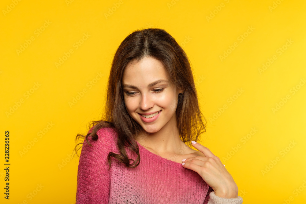 facial expression. emotional portrait. happy smiling joyful jolly woman ...