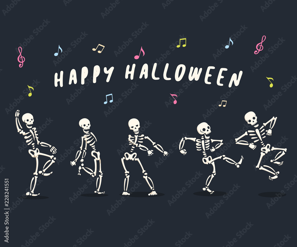 Dancing Skeletons set Stock Vector | Adobe Stock