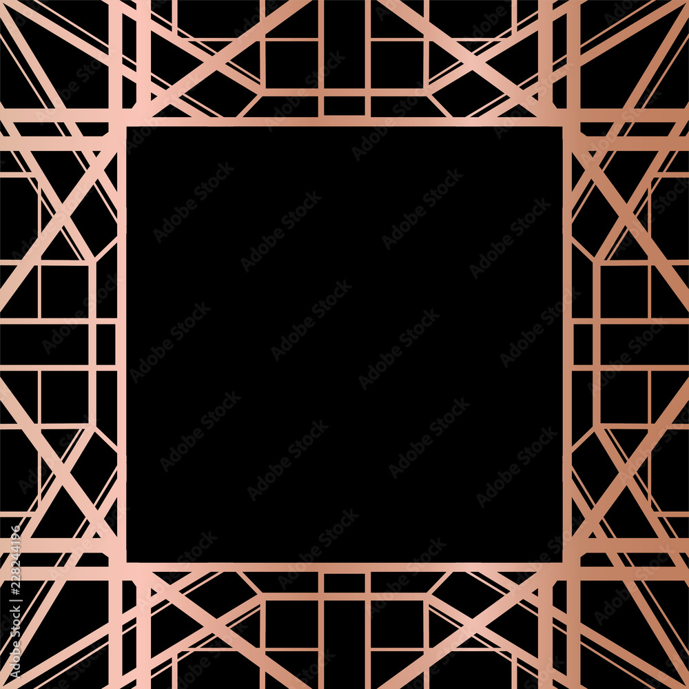 Geometric Rose Gold Art Deco Style Border Frame Design Stock Vector ...