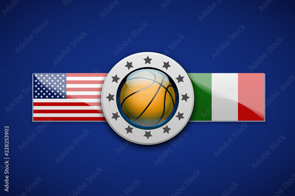 Premium Basketball Label with team flag. The symbol of competition and ...