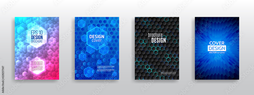 Abstract hexagon flyer design. Vector annual report brochure. Hi-tech ...