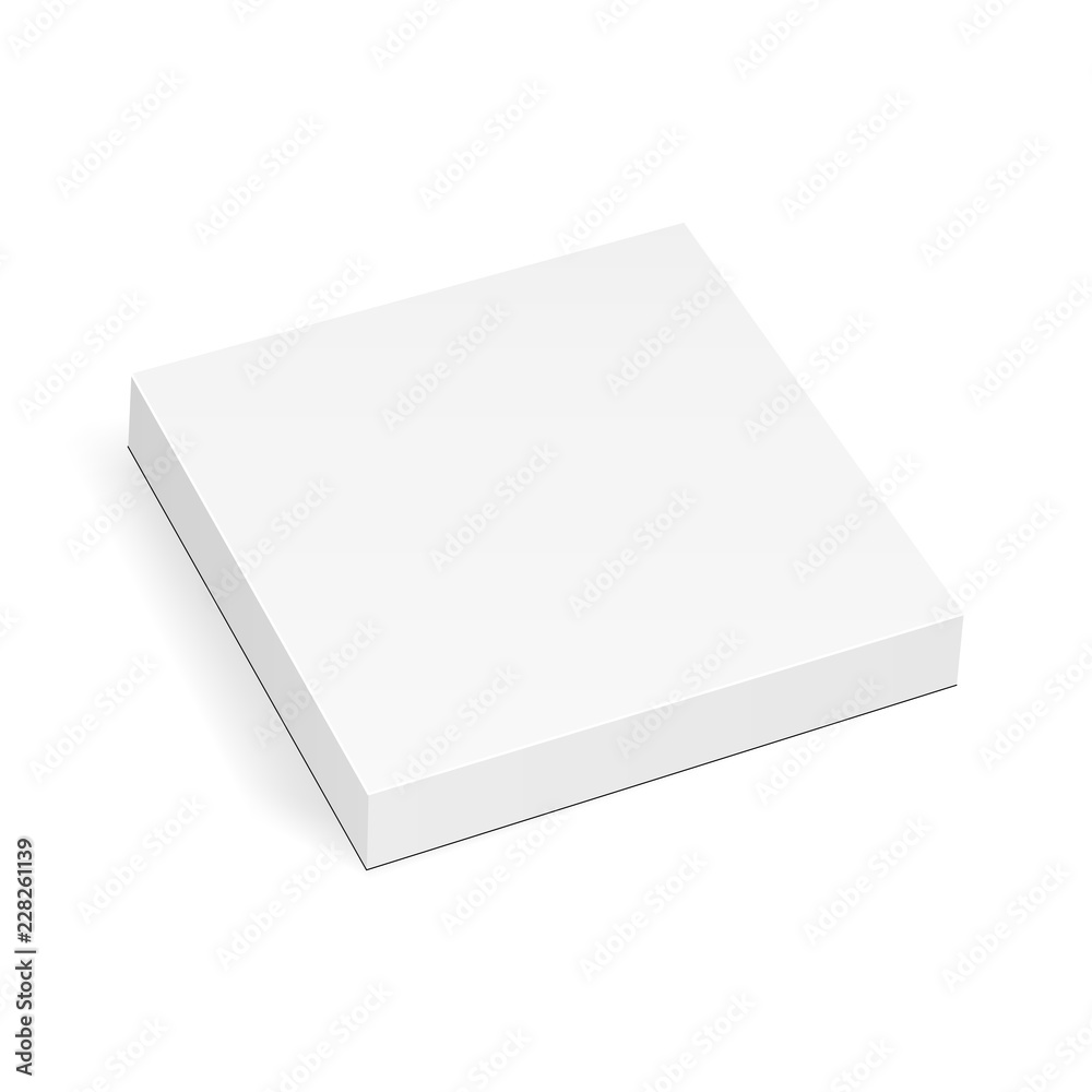 Blank square thin box mockup isolated on white background. Vector ... Blank square thin box mockup isolated on white background. Vector ...