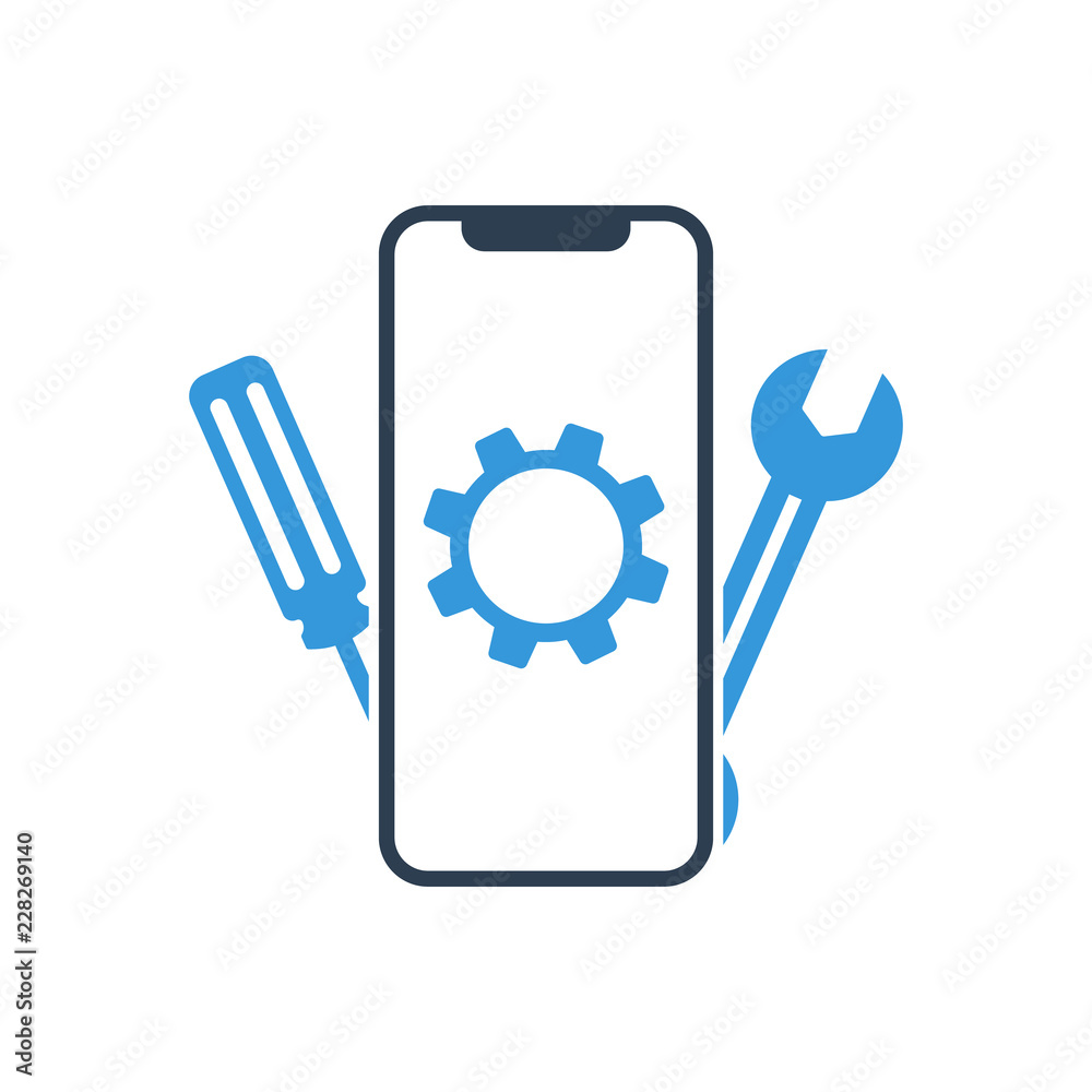 Phone Repair Logo vector. Smart phone device repair symbol. Stock ...