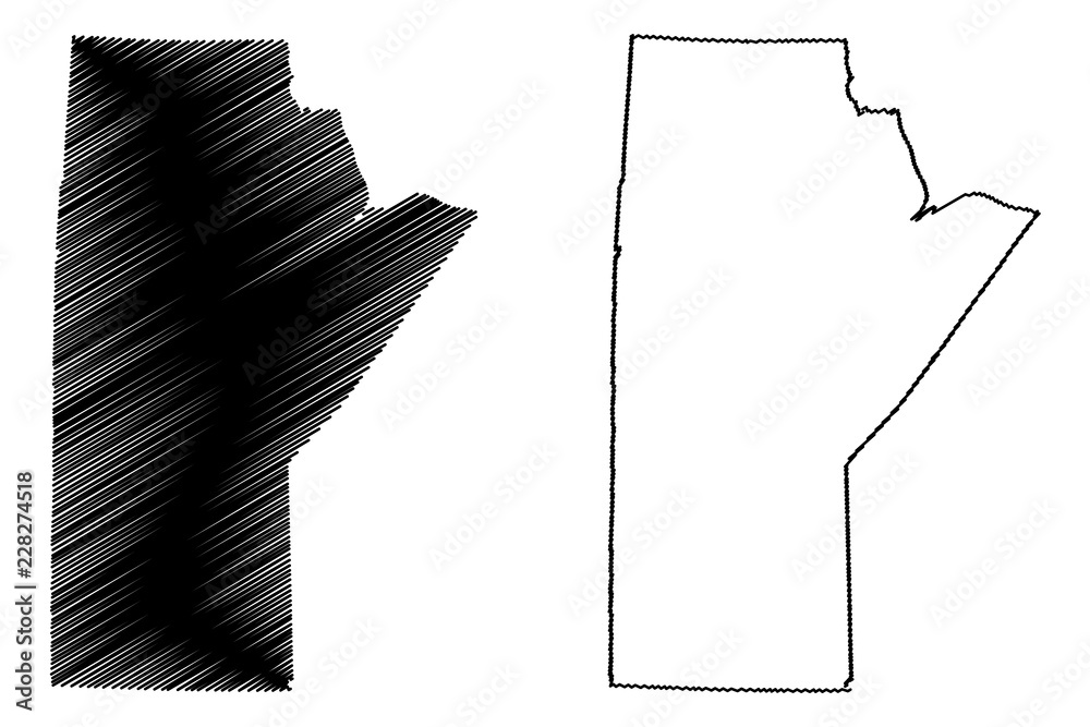 Manitoba (provinces and territories of Canada) map vector illustration ...