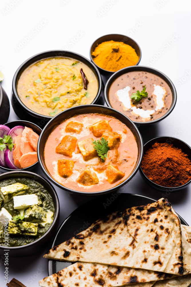 Indian Lunch / Dinner main course food in group includes Paneer Butter ...