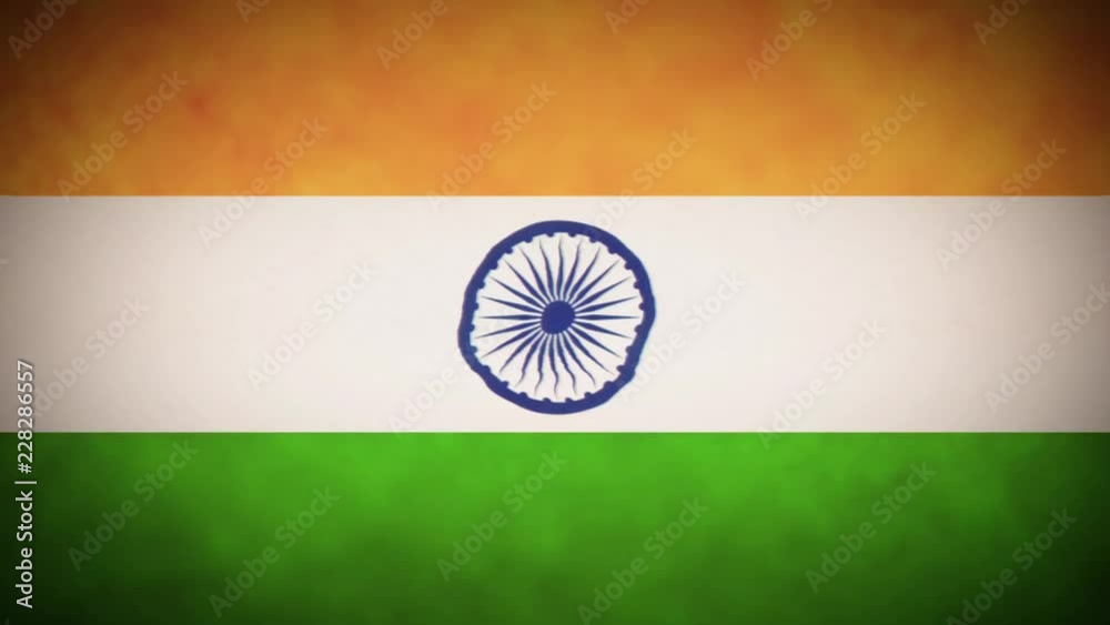 4k India Flag Background Loop With Glitch Fx/ Animation of a vintage ...