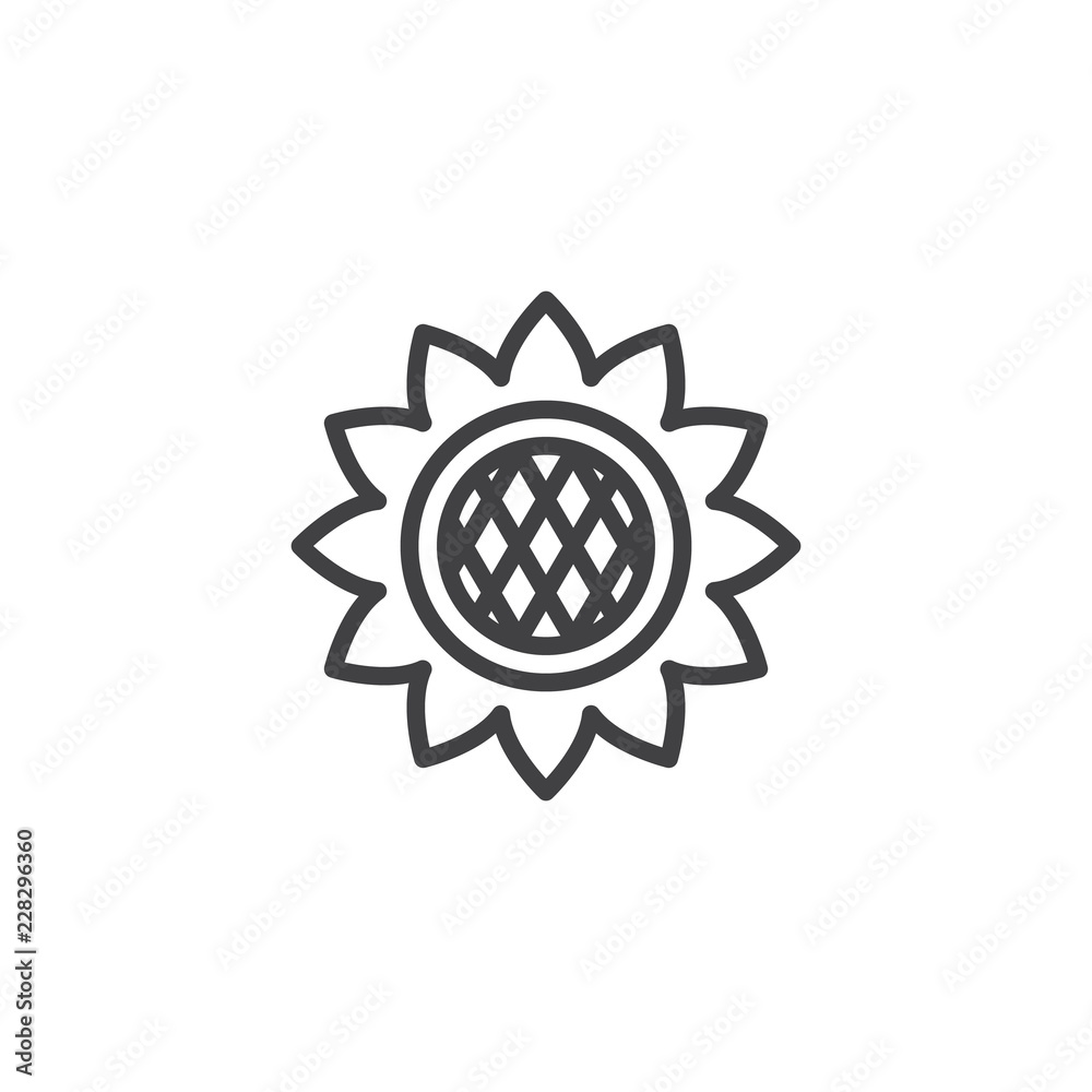 Sunflower outline icon. linear style sign for mobile concept and web ...