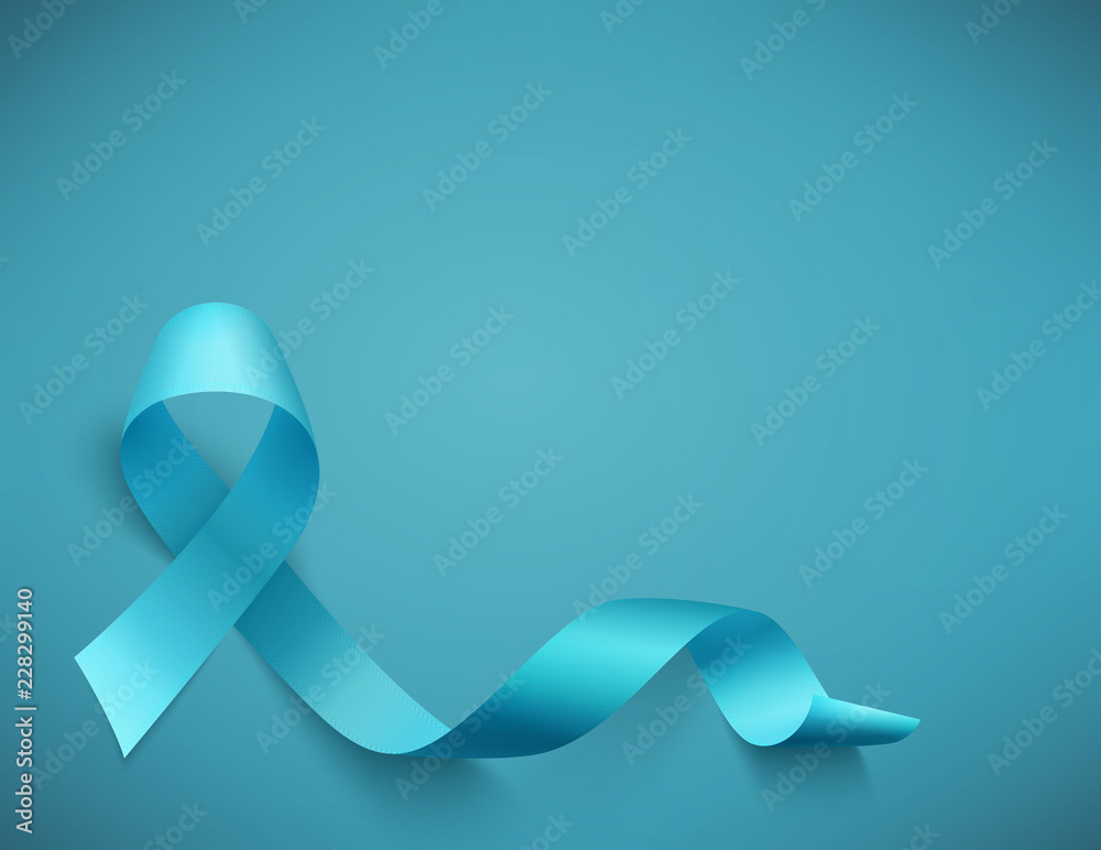 Realistic blue ribbon symbol of prostate cancer awareness month in ...
