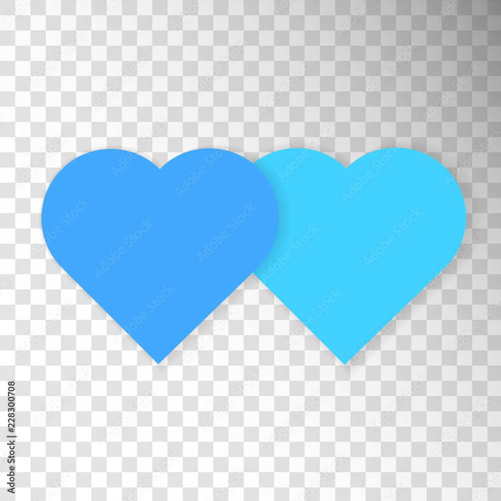 Blue hearts isolated on transparent background. Heart icon in flat ...