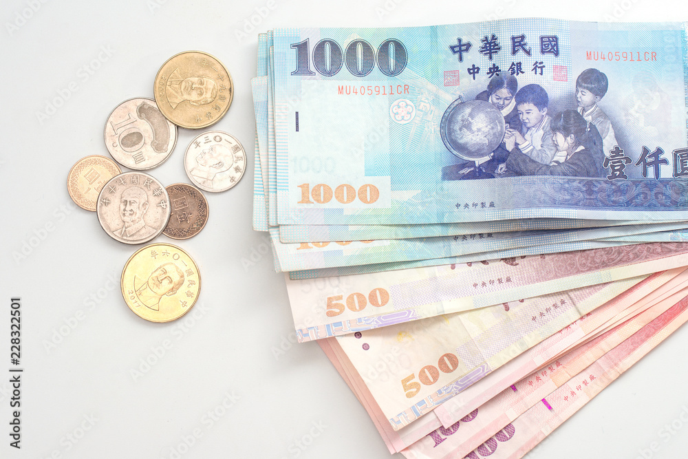 New Taiwan Dollar bill on white background Stock Photo | Adobe Stock