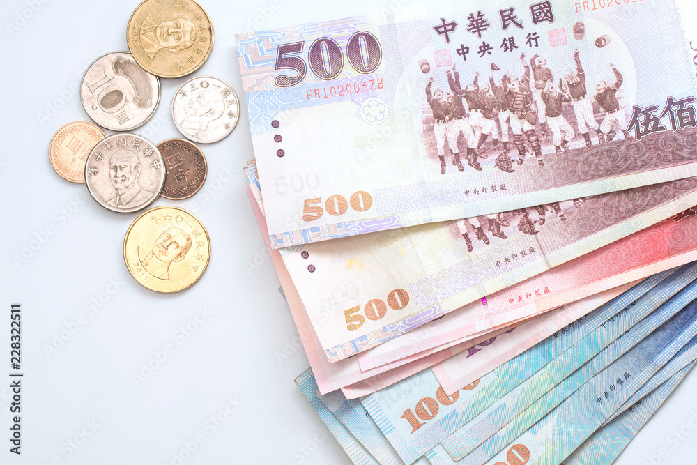 New Taiwan Dollar bill on white background Stock Photo | Adobe Stock