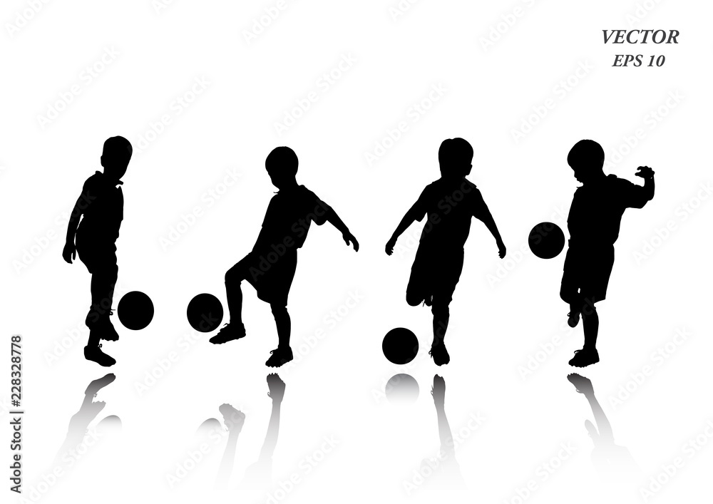 Set of child playing football. Isolated on white background. Stock ...