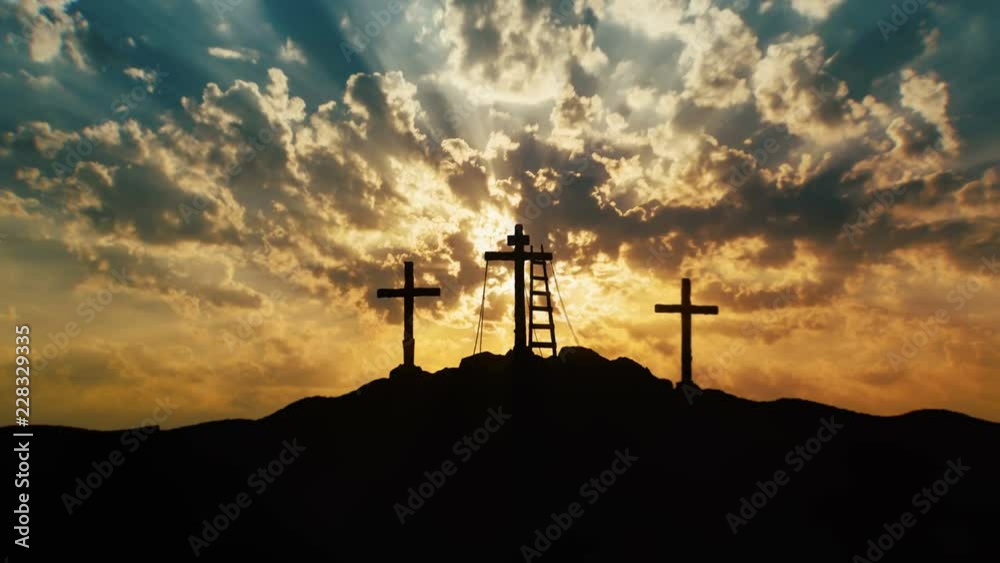 Calvary hill outside ancient Jerusalem where Jesus Christ was crucified ...