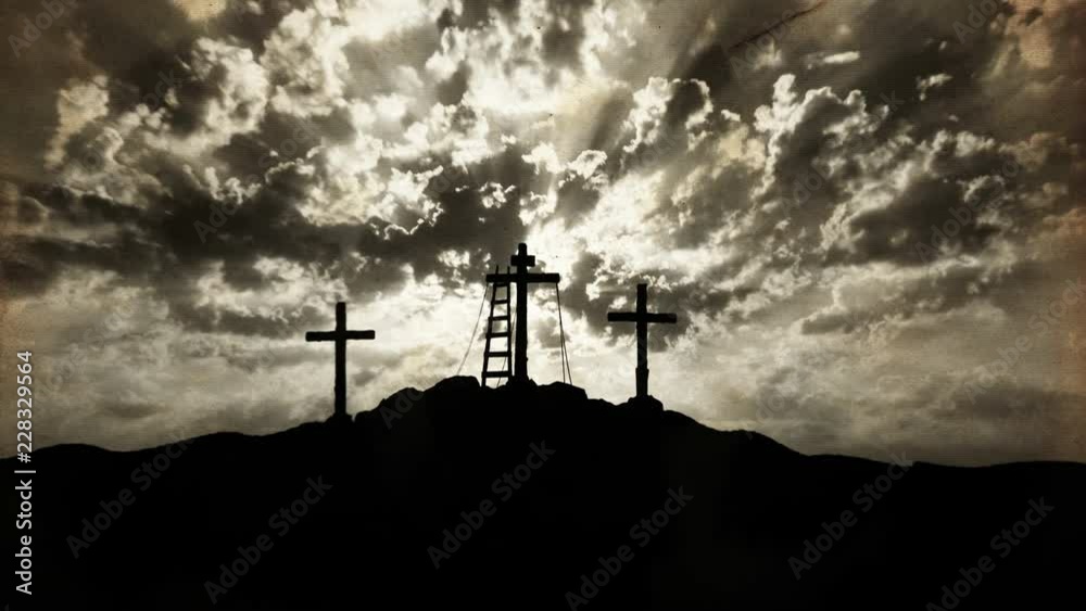 Animation of Calvary hill outside ancient Jerusalem where Jesus Christ ...