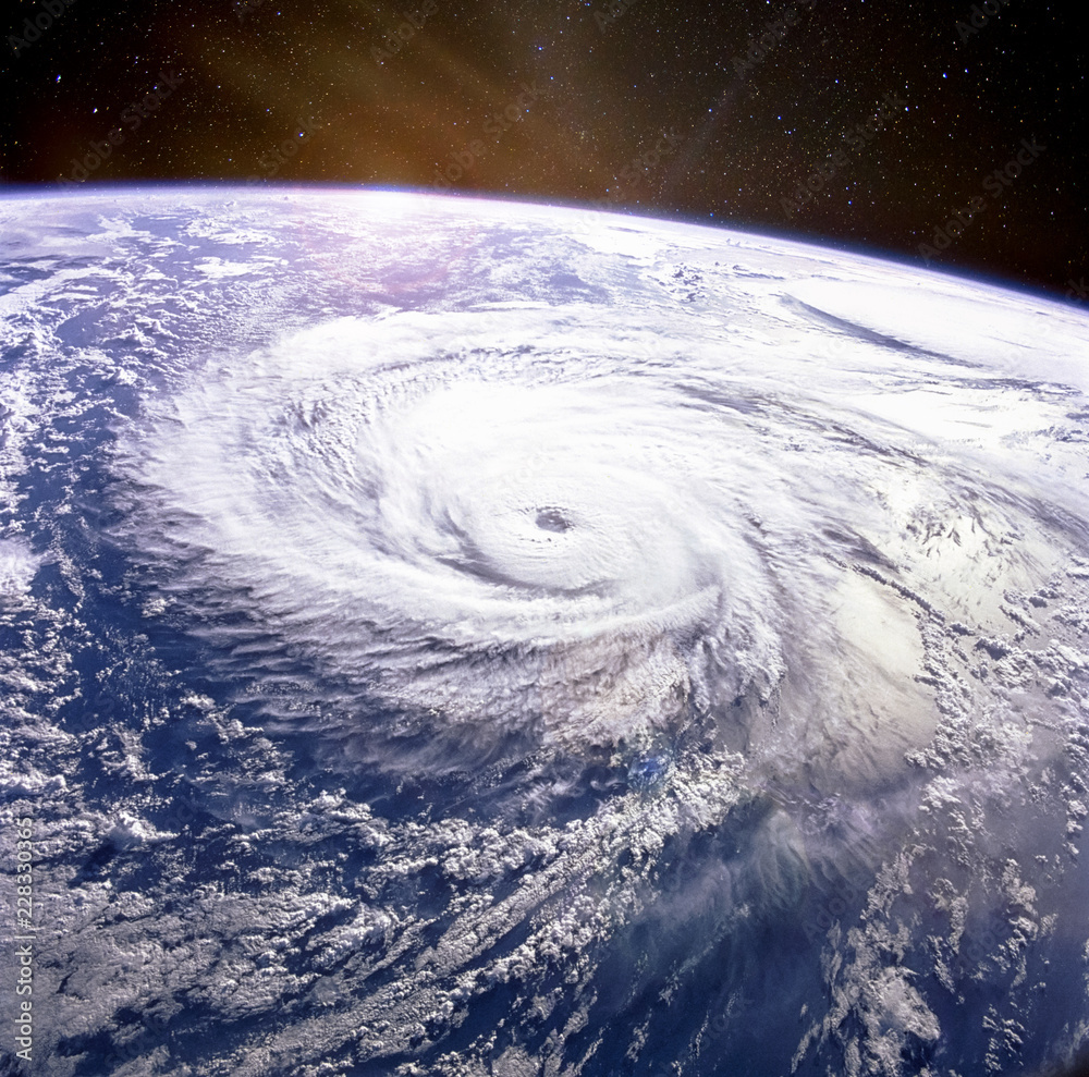 Typhoon. Satellite view. Elements of this image furnished by NASA ...