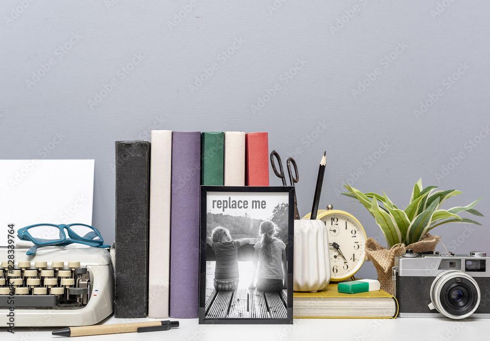 Photo Frame on Desk Mockup Stock Template | Adobe Stock