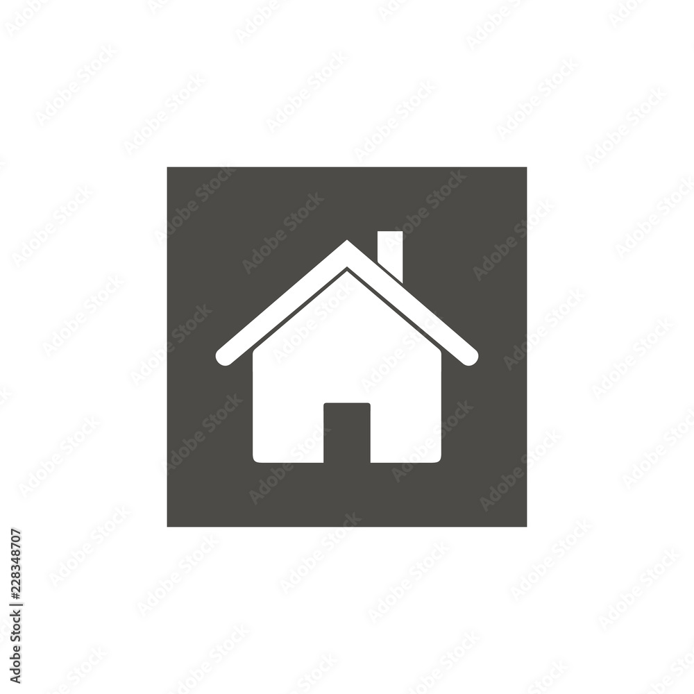 House icon in square, home symbol, flat design template, black vector ...