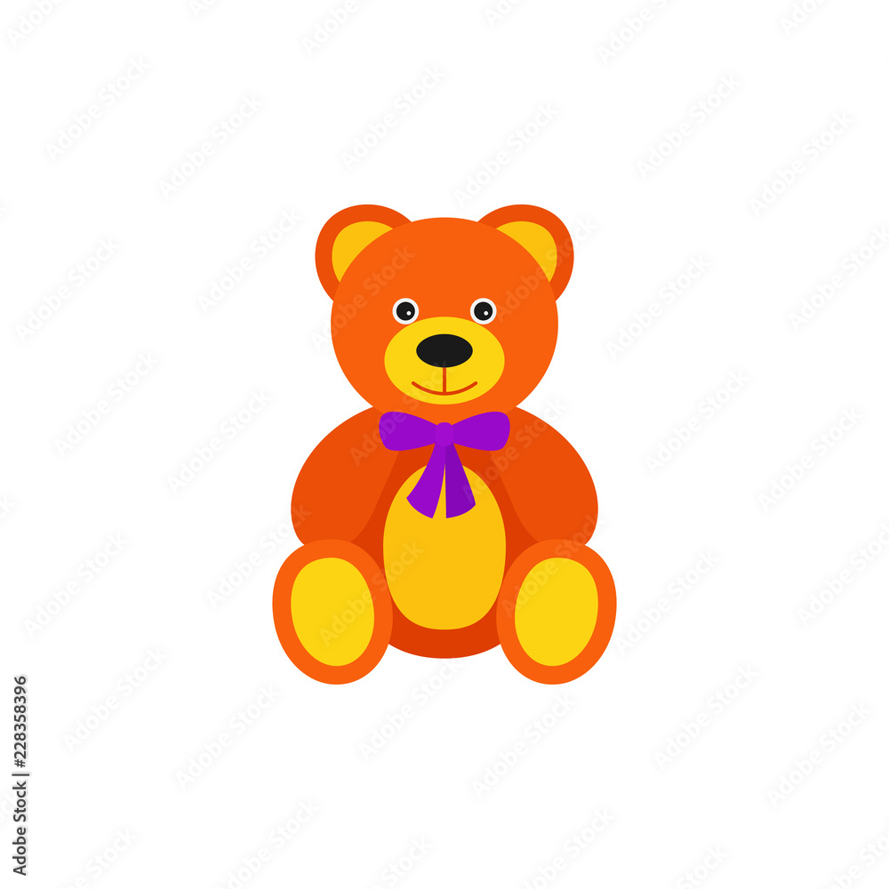 Teddy bear baby toy in flat design. Vector cartoon illustration. Stock ...