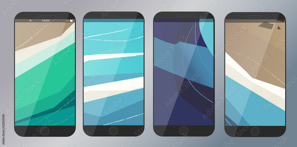 Design of mobile app, UI, UX, GUI. Set with sea waves Stock Vector ...