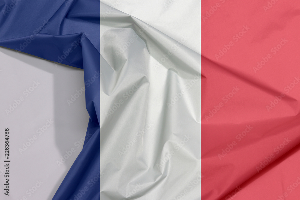 France fabric flag crepe and crease with white space, it is a vertical ...