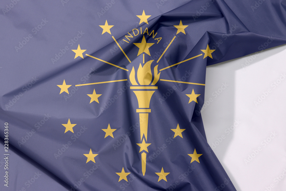 Indiana fabric flag crepe and crease with white space, The states of ...