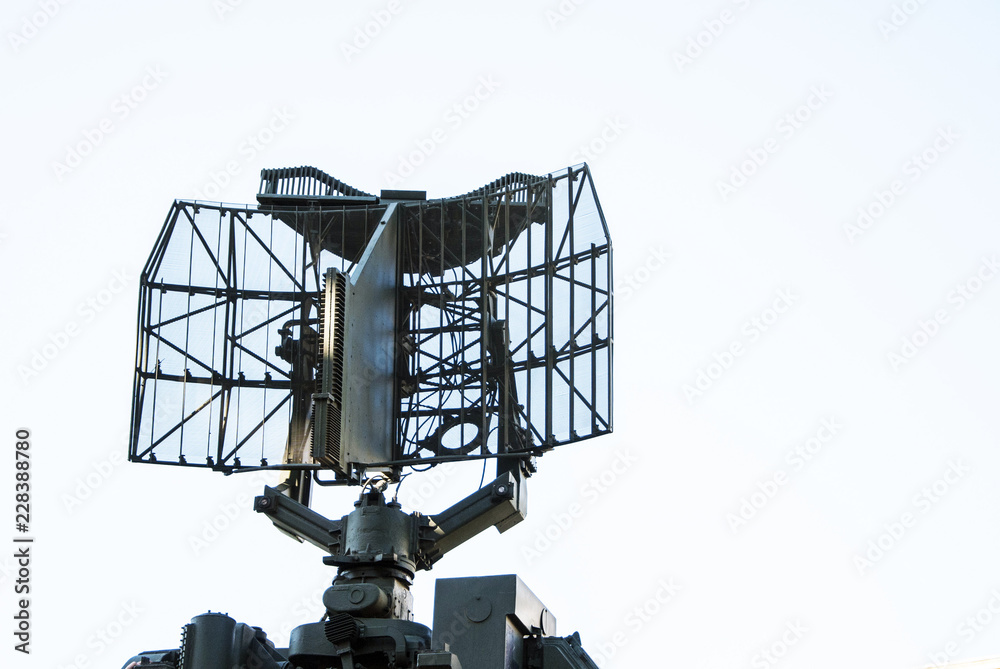 Air defense radar of military mobile mighty rocket launcher system on ...