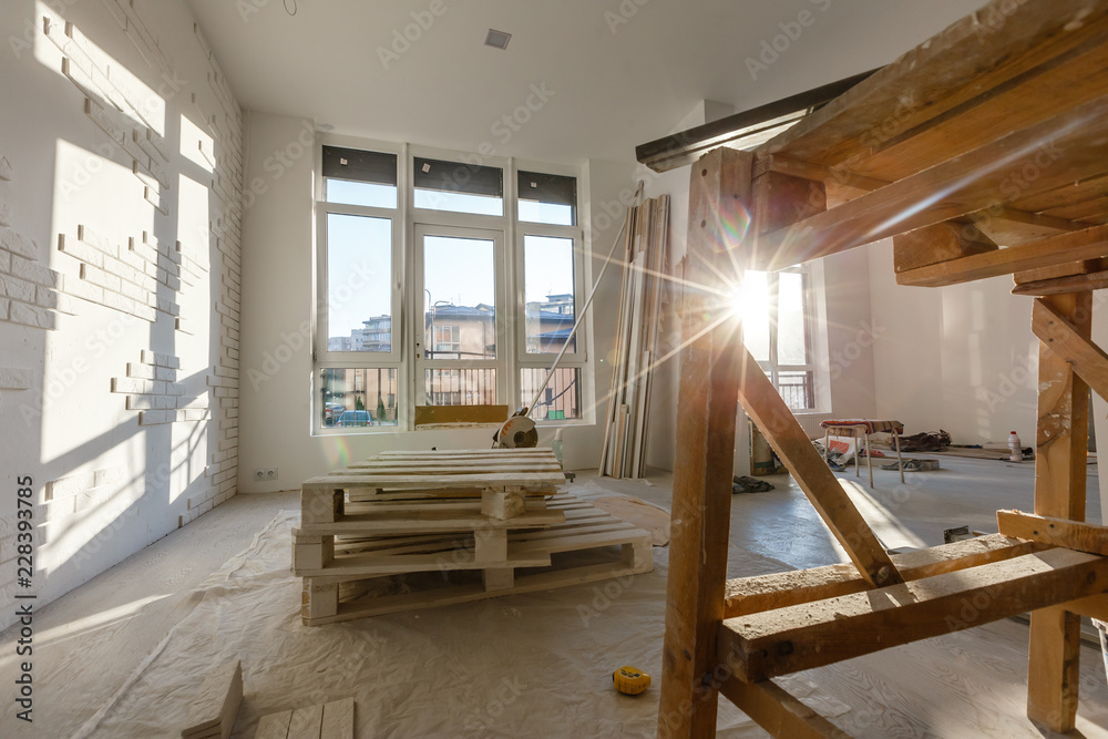 Building is a new house for the installation Interior construction of ...