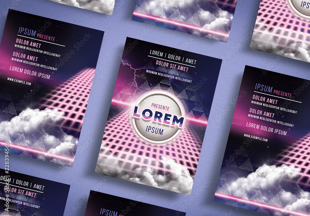 Neon Flyer Layout Stock Template | Adobe Stock