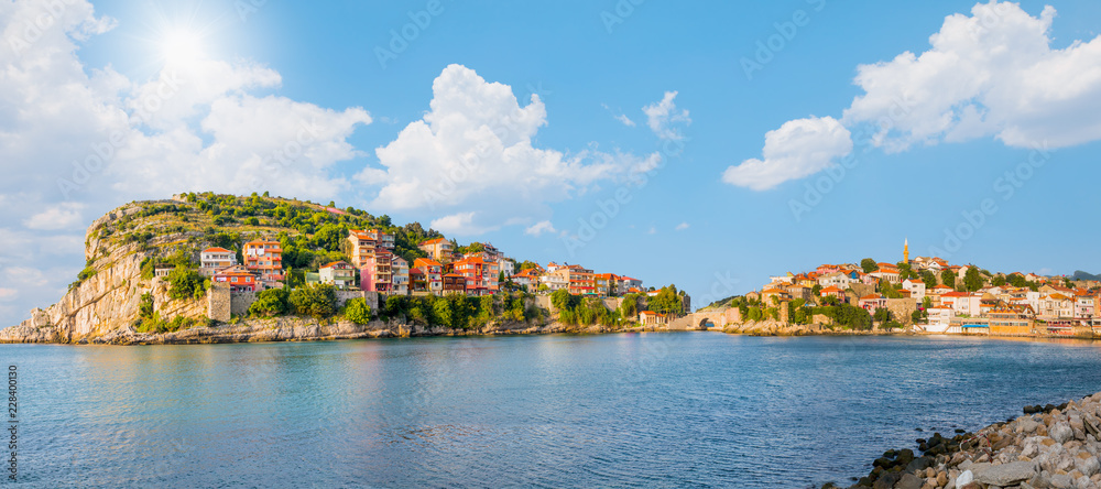 Beautiful cityscape on the mountains over Black-sea, Amasra. Amasra ...