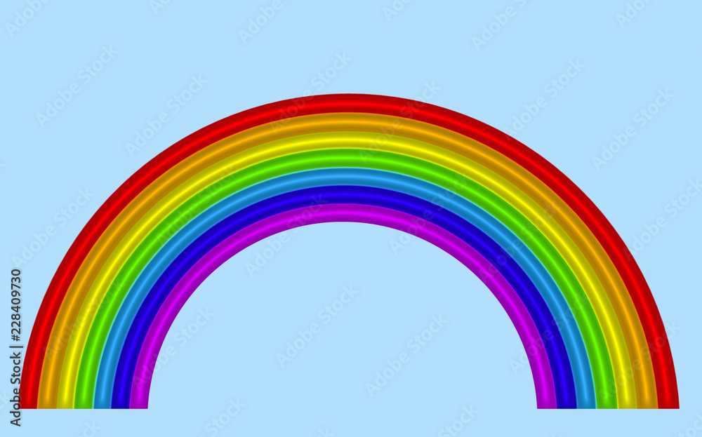 Rainbow isolated on sky blue background Stock Illustration | Adobe Stock