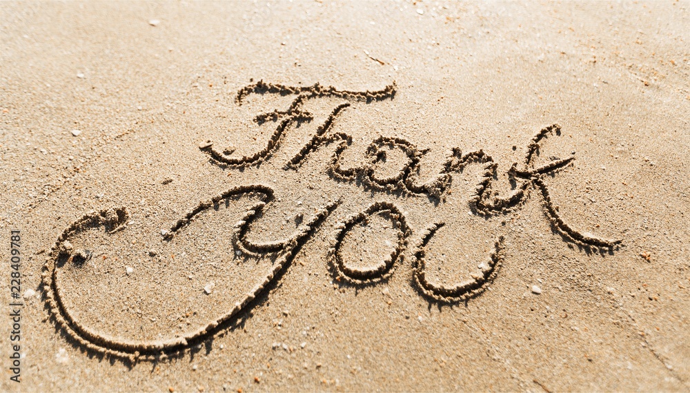 Thank you sign on sandy sea beach Stock Photo | Adobe Stock