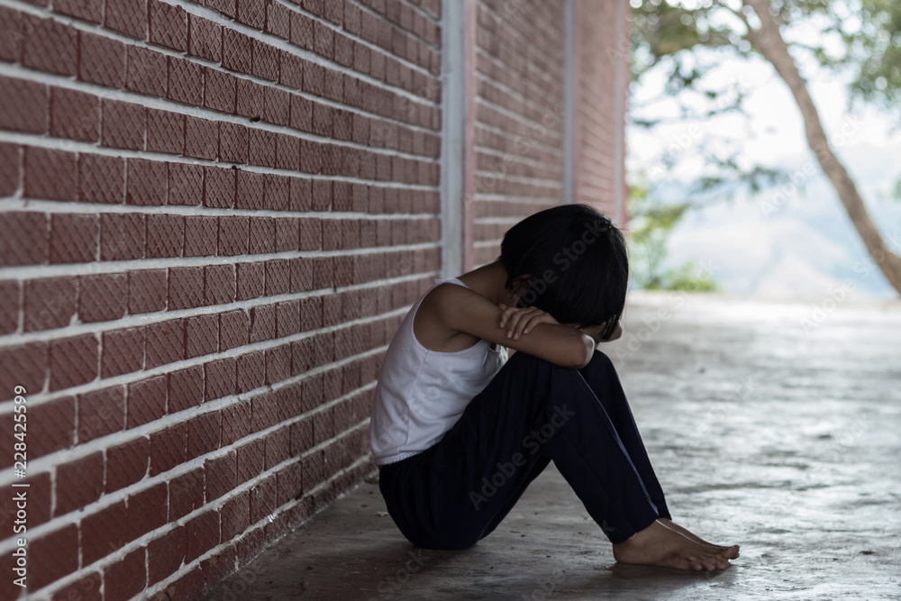 traumatized children concept, stop abusing and violence child. Stock ...