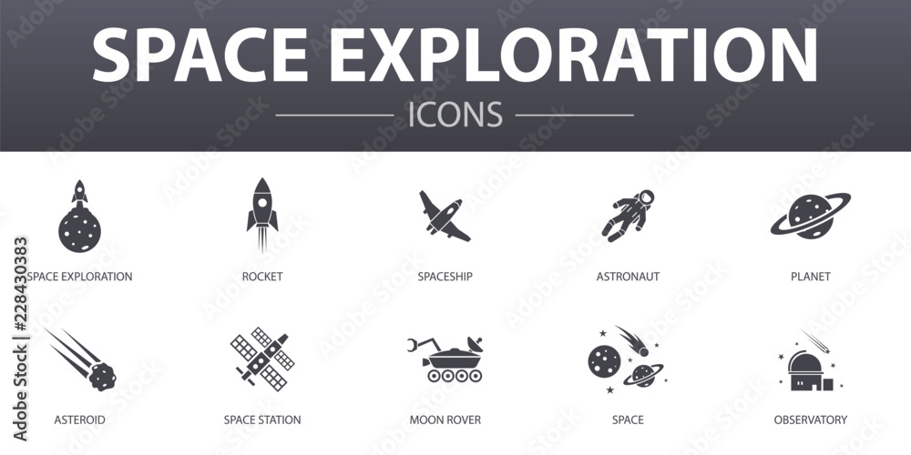 space exploration simple concept icons set. Contains such icons as ...