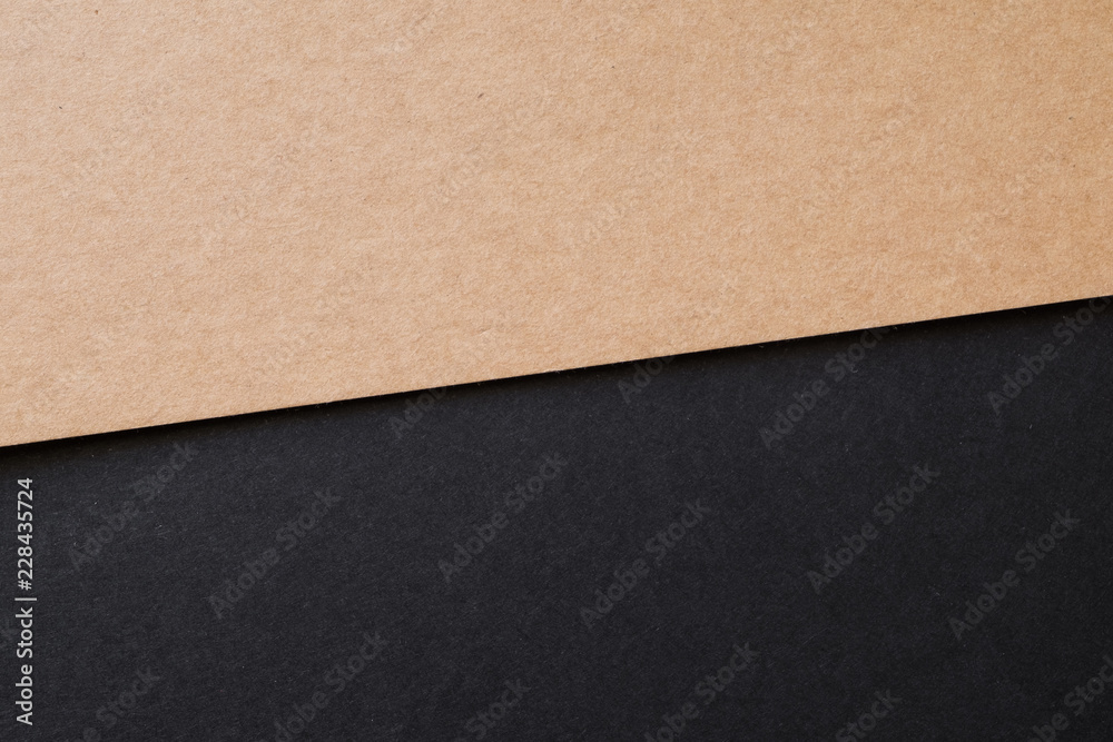 Kraft paper sheet overlap with brown and black colors for background ...