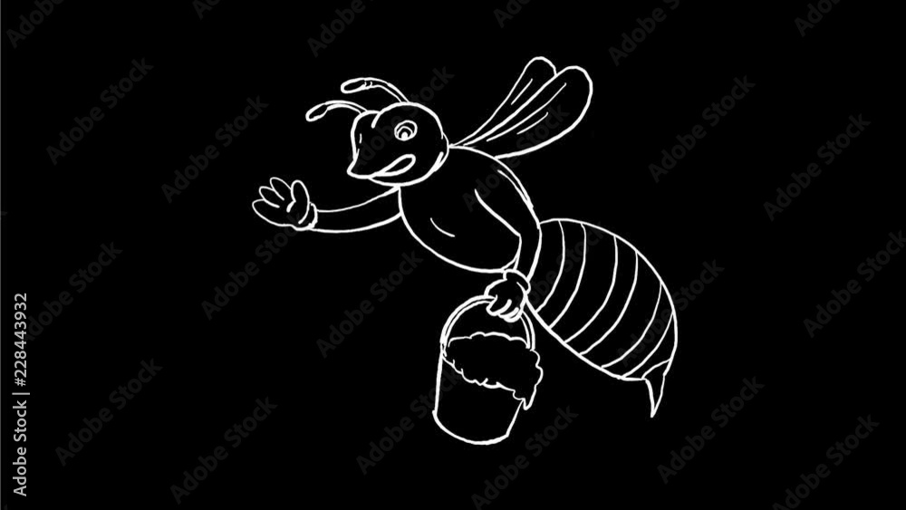 2d Animation motion graphics showing a drawing of a honey bee waving ...