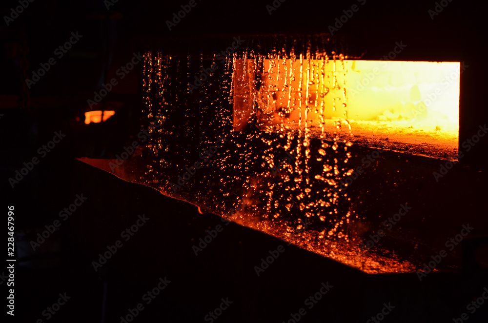 High temperature in the melting furnace. Metallurgical industry ...