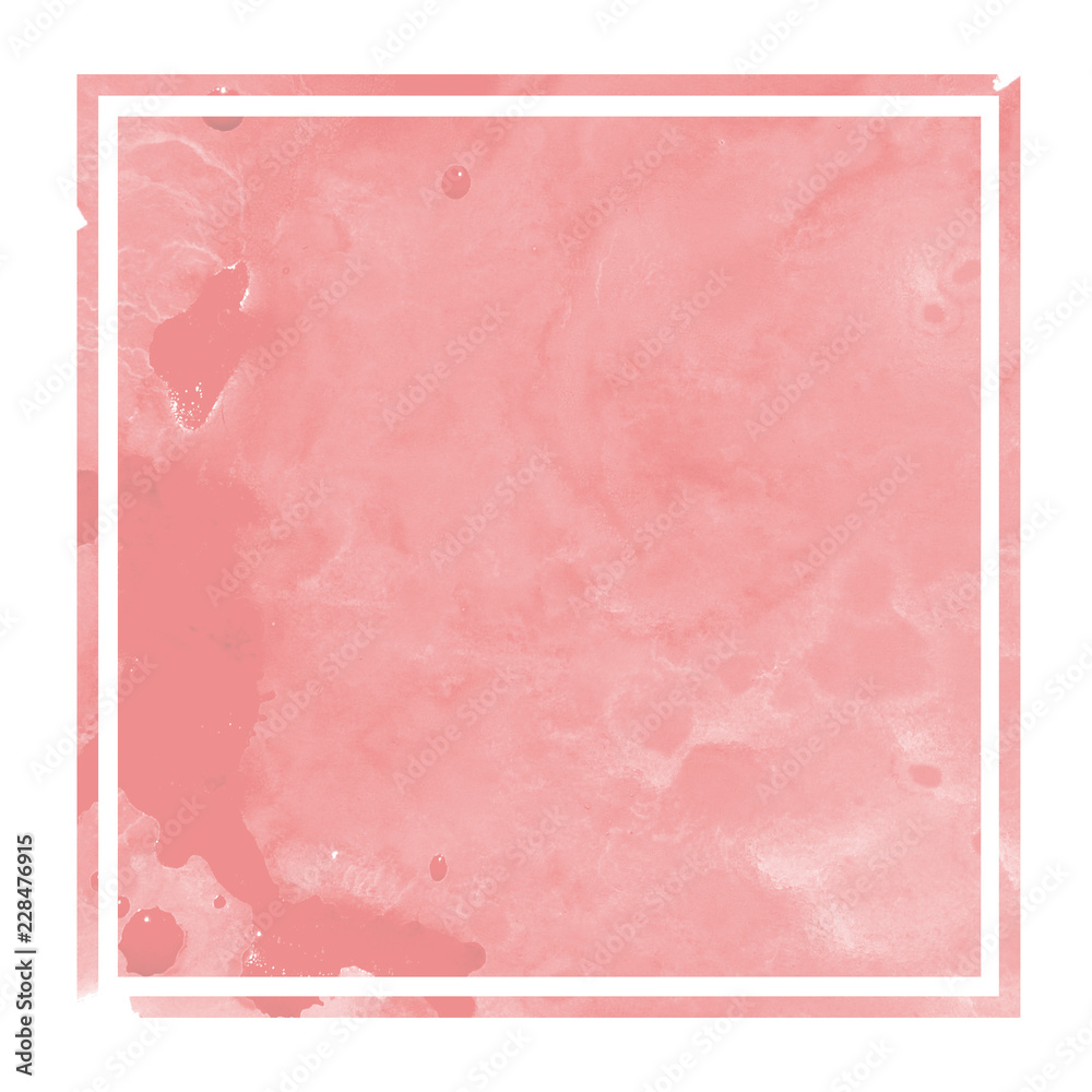 Red hand drawn watercolor rectangular frame background texture with ...