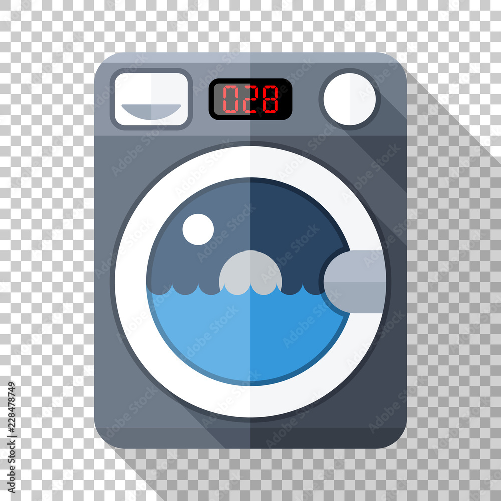 Washing machine icon in flat style on transparent background Stock ...