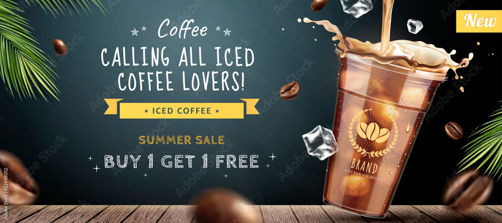 Ice coffee banner ads Stock Vector | Adobe Stock