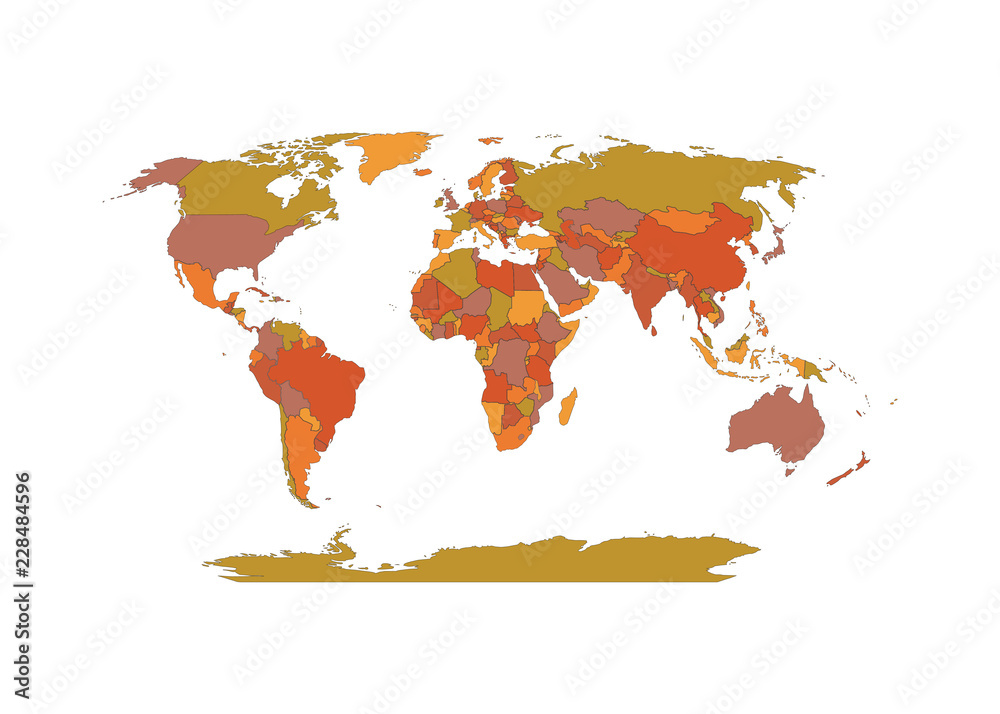 World map with countries borders. Vector illustration. Stock Vector ...